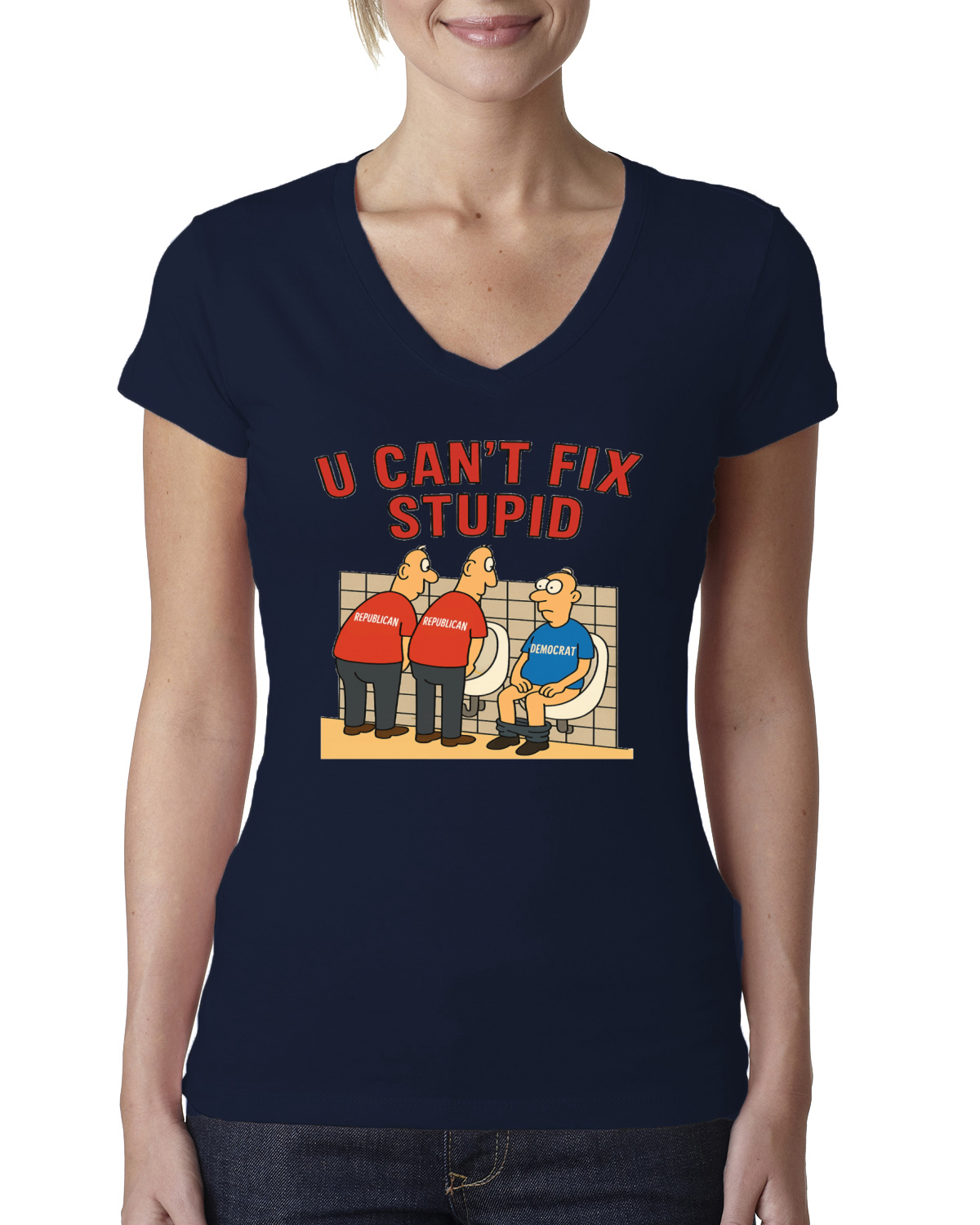 You Can't Fix Stupid Funny Democrat Republican Joke Womens Junior Fit V ...