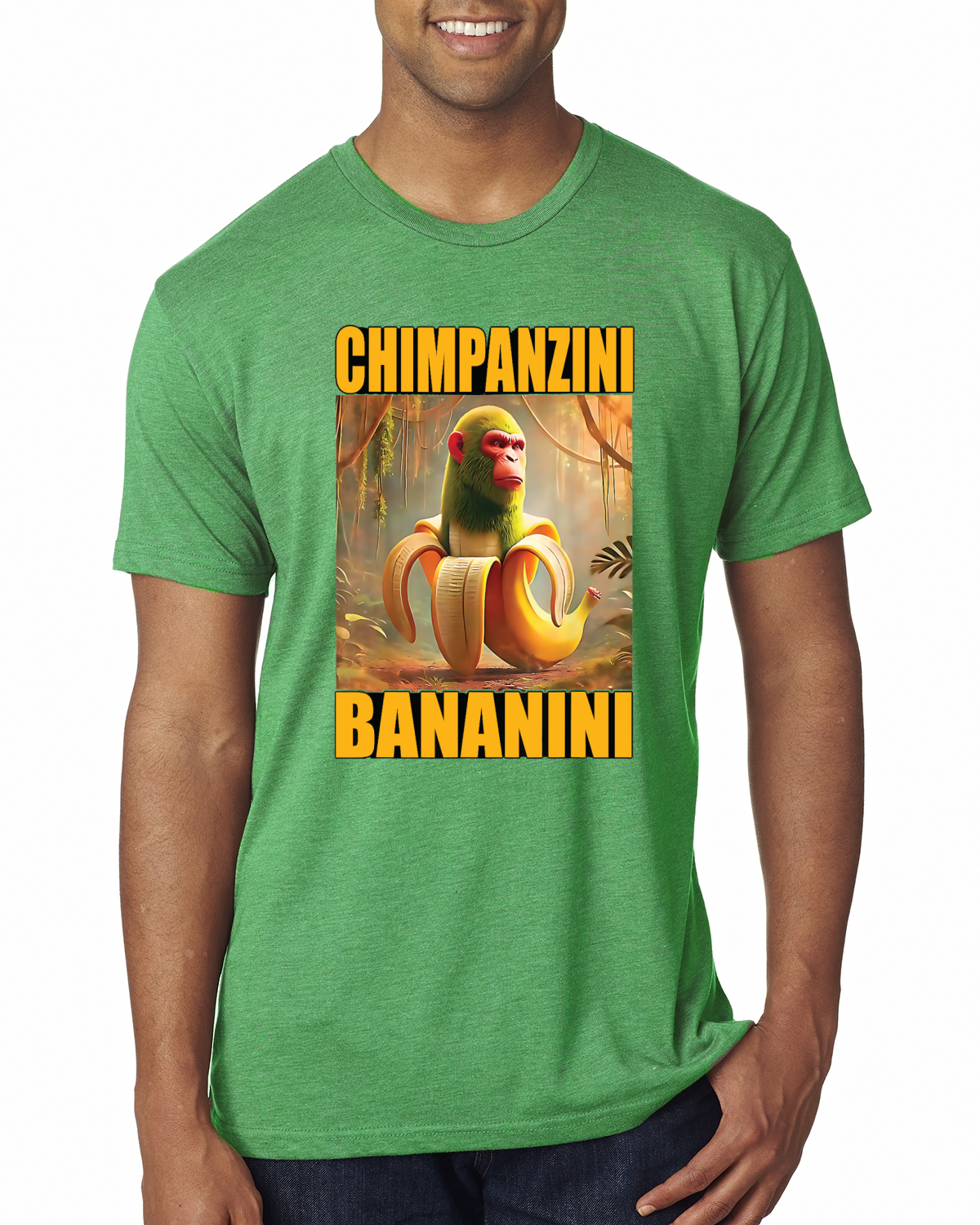 Chimpanzini Bananini Monkey Banana Meme Italian Brainrot Mens Premium T ...